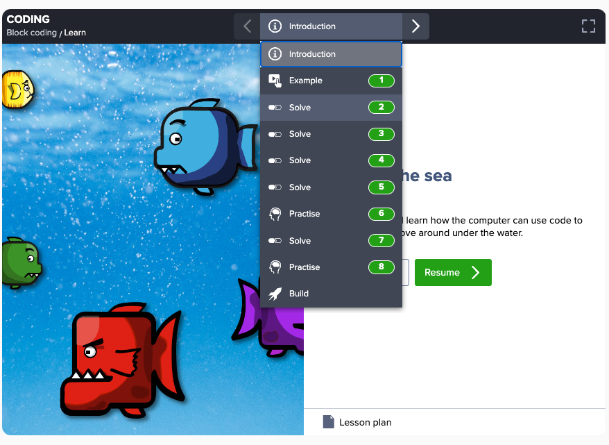 A closer look at Block Coding and the Create 'free coding' area ...
