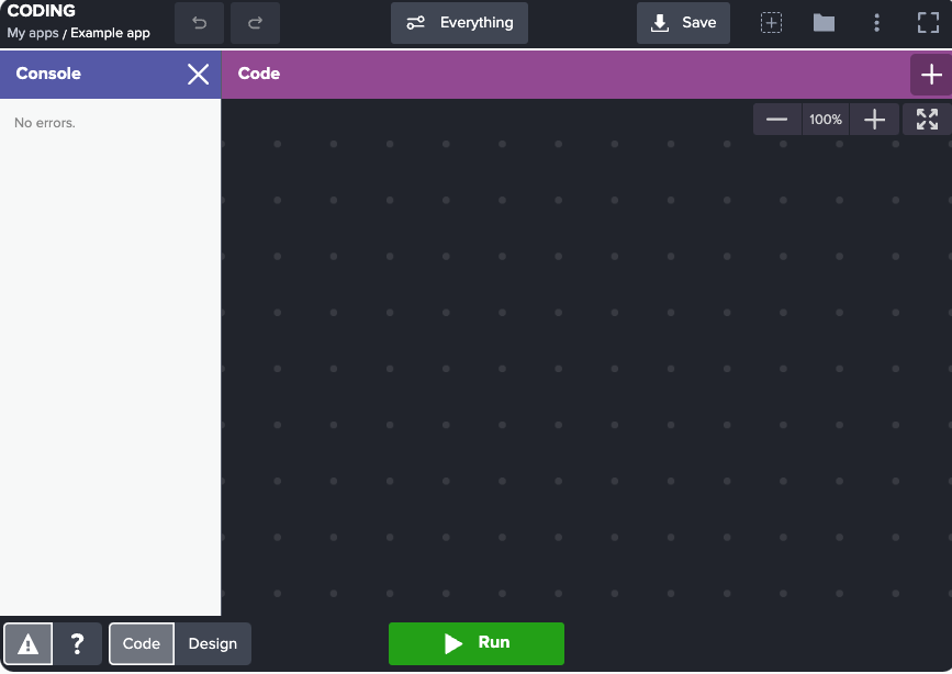 A closer look at Block Coding and the Create 'free coding' area ...