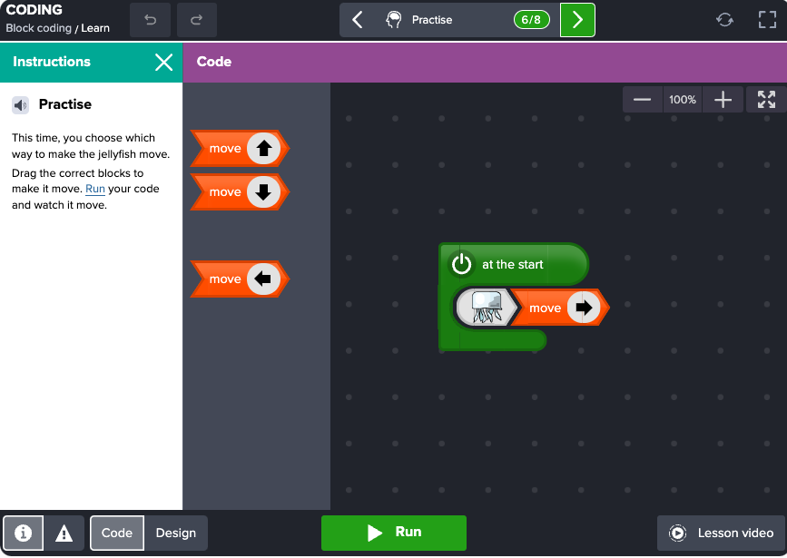 A closer look at Block Coding and the Create 'free coding' area ...